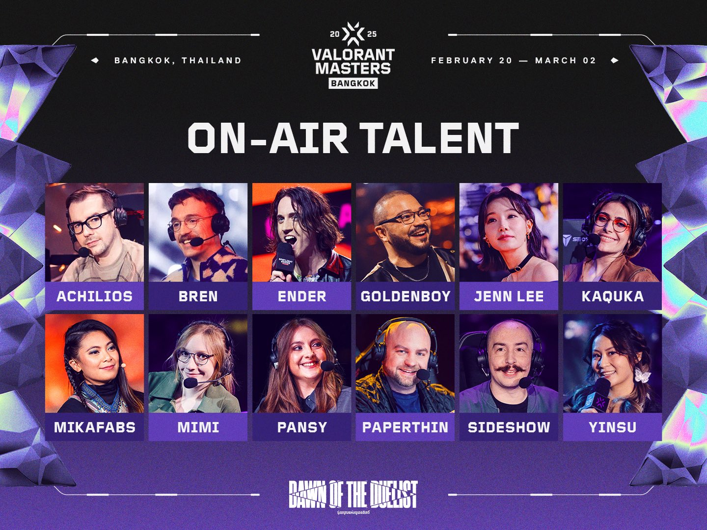 VCT Masters Bangkok English broadcast talent announced - VALO2ASIA